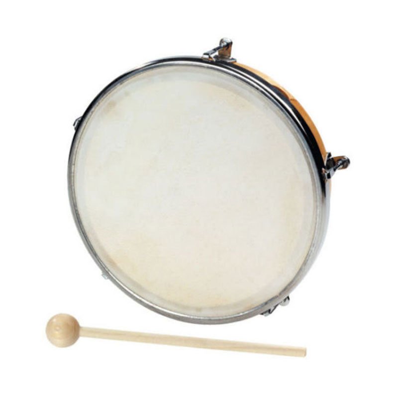 Tamborim com afinação e baqueta para aulas de música